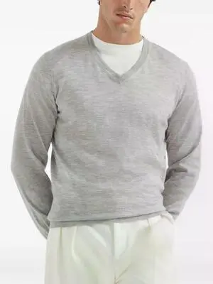 Brunello Cucinelli V-neck Cashmere-silk Jumper - Grey