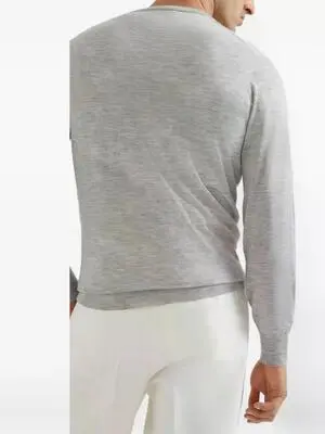 Brunello Cucinelli V-neck Cashmere-silk Jumper - Grey