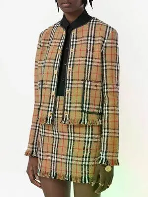 Burberry Vintage-check Bouclé Collarless Jacket