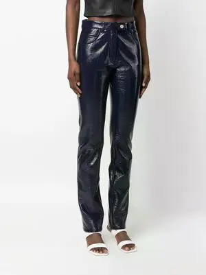 COURREGES Straight-leg Vinyl Trousers - Blue