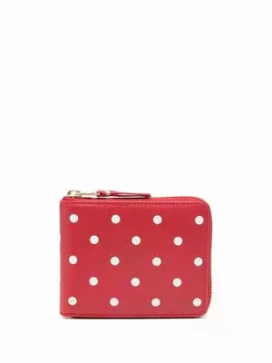 Comme Des Garçons Polka-dot Leather Wallet - Red