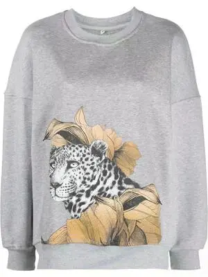 IOANA CIOLACU Graphic-print Crew-neck Sweatshirt - Grey
