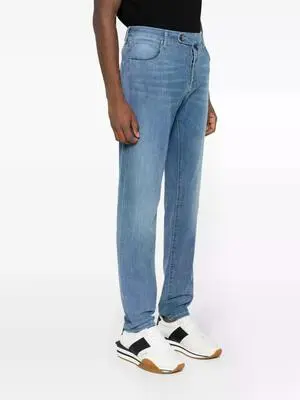 Incotex Logo-patch Tapered Jeans - Blue