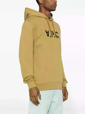 A.p.c. Logo-flocked Cotton Hoodie