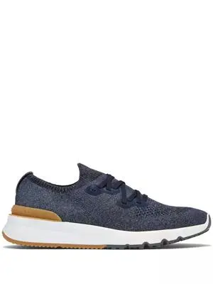 Brunello Cucinelli Knitted Lace-up Sneakers - Blue
