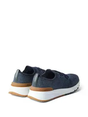 Brunello Cucinelli Knitted Lace-up Sneakers - Blue