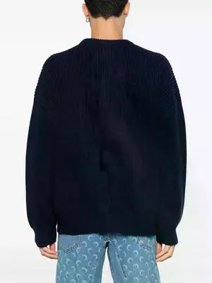 MARINE SERRE Navy Merino Wool Logo Patch Sweater