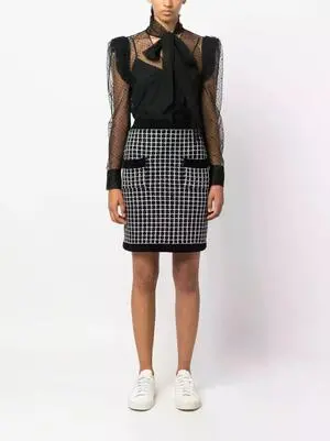 Karl Lagerfeld Mesh Ruffle Blouse