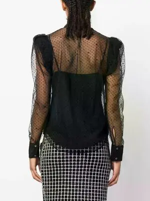Karl Lagerfeld Mesh Ruffle Blouse