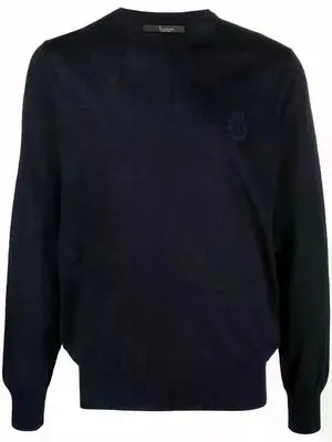 BILLIONAIRE Logo-embossed Merino Wool Jumper - Blue