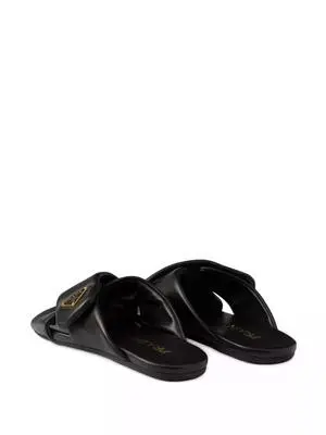 Prada Padded Nappa Leather Slides - Black