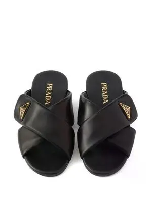 Prada Padded Nappa Leather Slides - Black