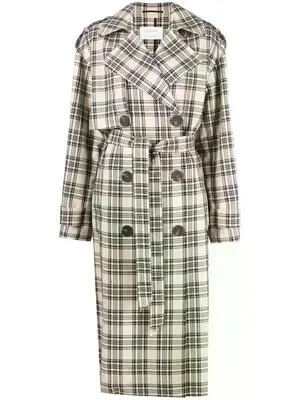 Sportmax Check-pattern Virgin Wool Belted Coat