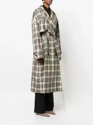 Sportmax Check-pattern Virgin Wool Belted Coat