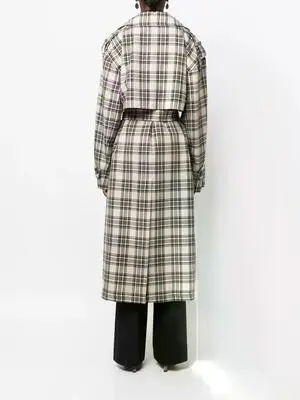 Sportmax Check-pattern Virgin Wool Belted Coat