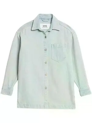 AMI Paris Logo-print Denim Overshirt