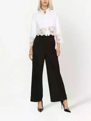Dolce & Gabbana Lace-insert Crop Poplin Shirt