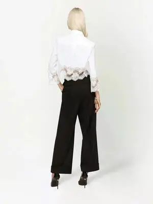 Dolce & Gabbana Lace-insert Crop Poplin Shirt