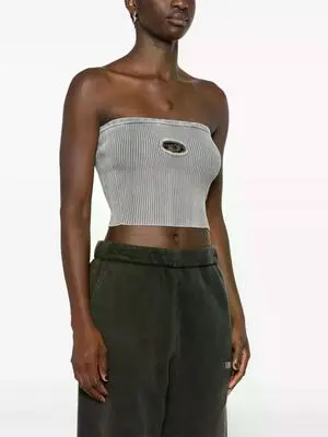 DIESEL® Ribbed Bandeau With Oval D Logo Plaque - Grey