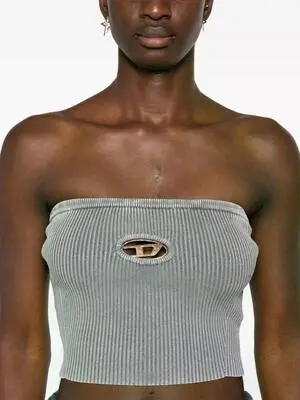DIESEL® Ribbed Bandeau With Oval D Logo Plaque - Grey
