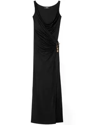 Versace Gathered Gown With Safety Pin Detail - Black