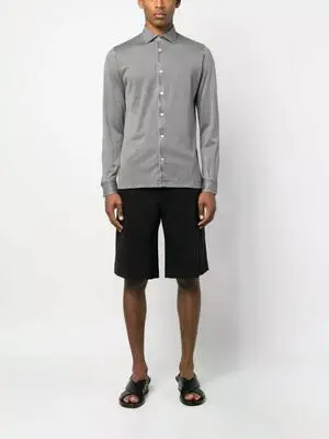 Fedeli Long-sleeved Cotton Shirt - Grey