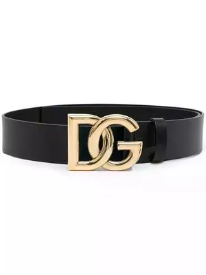 Dolce & Gabbana Logo-plaque Leather Belt - Black