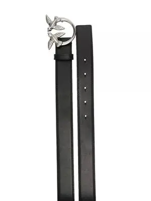 Pinko Love Berry Logo-plaque Leather Belt - Black