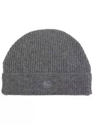 Etro Logo-embroidered Beanie - Grey