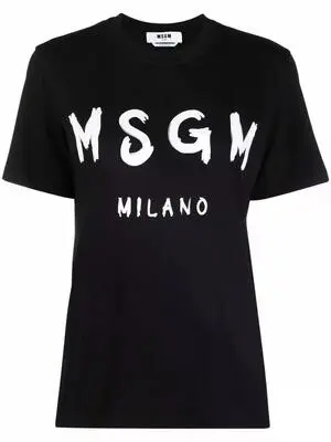 MSGM Logo-print Short-sleeved T-shirt - Black