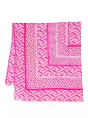 Versace All-over Monogram-print Scarf - Pink