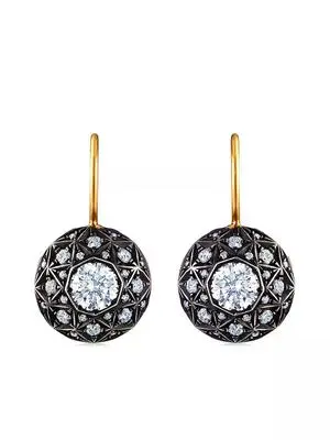 Fred Leighton 18kt Yellow And Silver Diamond Drop Earrings - Gold