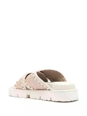 Mou Criss-cross Sequin Embellished Flatform Sandals - Pink