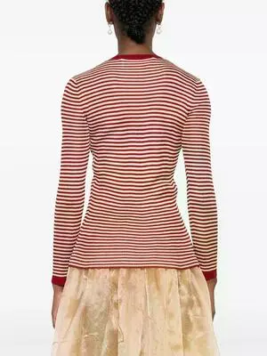 Valentino Garavani Striped Silk Crew Neck Long Sleeve Top