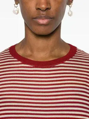 Valentino Garavani Striped Silk Crew Neck Long Sleeve Top