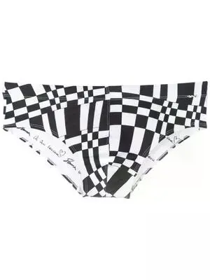 AMIR SLAMA Geometric-print Swim Trunks - Black