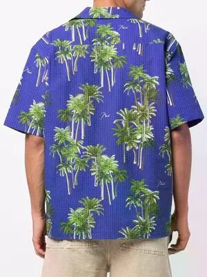 Rhude Palm-tree Print Green Shirt - Blue
