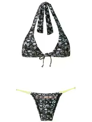 AMIR SLAMA Margarida Printed Bikini Set - Black