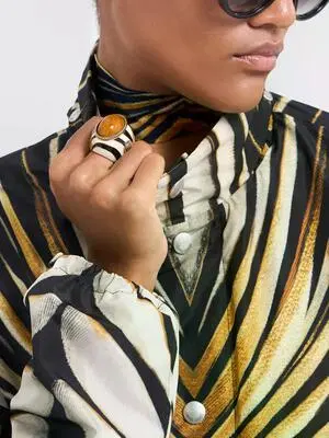 Roberto Cavalli Enameled Metal Ring
