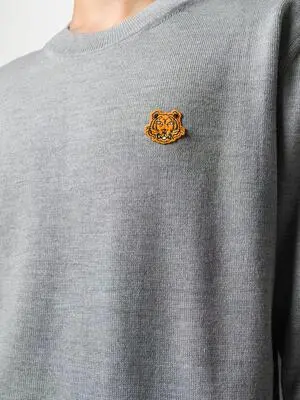 Kenzo Tiger Embroidered Crew Neck Jumper - Grey