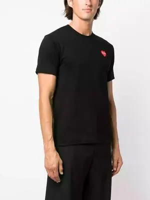 Play Comme Des Garcon Logo-patch Cotton T-shirt - Black