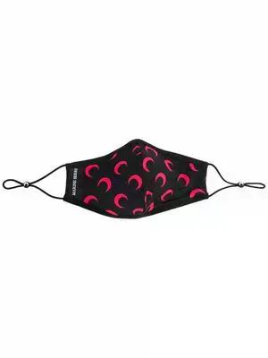 MARINE SERRE Crescent Moon-print Face Mask - Black