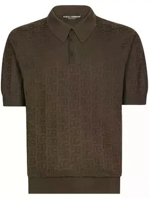 Dolce & Gabbana Monogram-jacquard Silk Polo Shirt