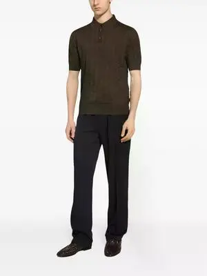Dolce & Gabbana Monogram-jacquard Silk Polo Shirt