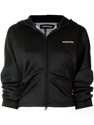 GROUND ZERO Draped-sleeve Zipped Hoodie