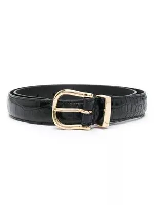 NILI LOTAN Crocodile-effect Patent-leather Belt - Black