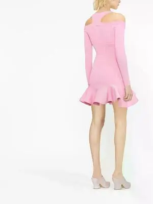 Alexander McQueen V-neck Knitted Mini Dress - Pink