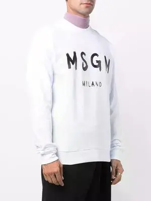 MSGM Logo-print Crew Neck Sweatshirt - White