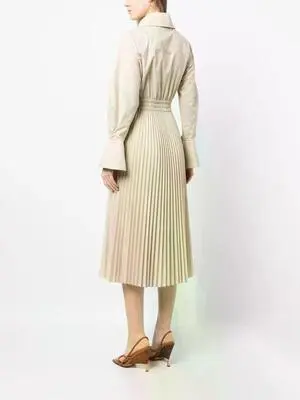 Simkhai Oversized-collar Pleated Shirt Dress