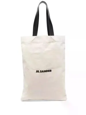 JIL SANDER Logo-print Linen Tote Bag - Neutrals